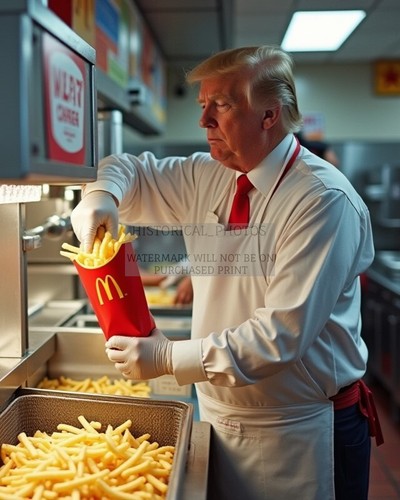 PRESIDENT DONALD TRUMP WORKING AT McDONALDS FAST FOOD WORKER 8X10 AI ...