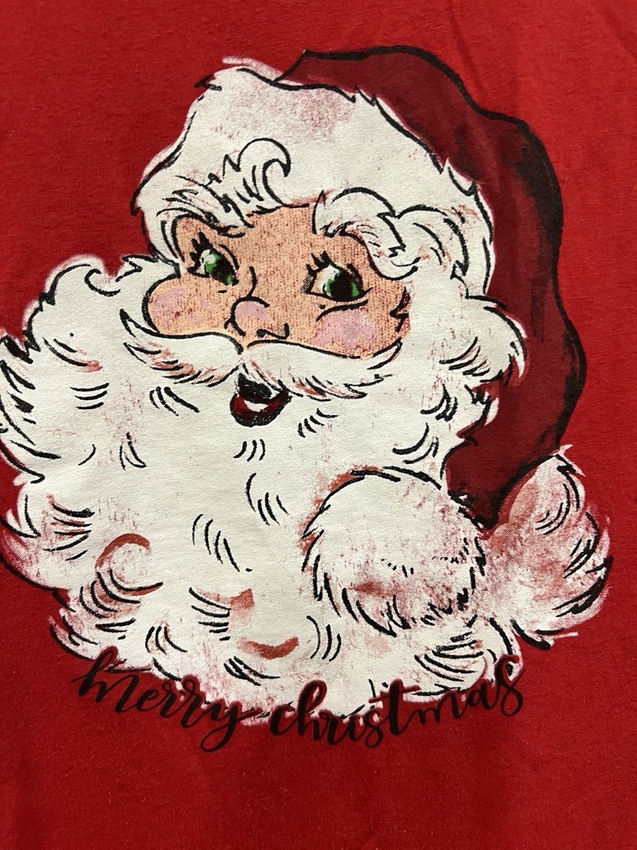 Holiday Time Women’s XXL Red Merry Christmas Santa Graphic Tee Shirt | eBay