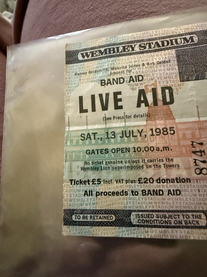 Ticket Stub From The 1985 Live Aid Concert Wembley Stadium London | eBay UK