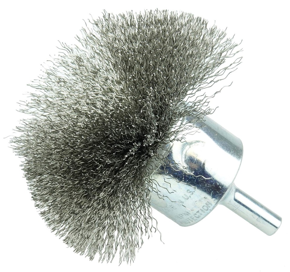 10048 2-3/4" Circular Flared Crimped Wire End Brush, .008" Stainless Steel Fi... | eBay