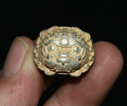 2.5CM Rare Chinese Miao Silver Feng Shui Beast Head Fingerstall Ring | eBay