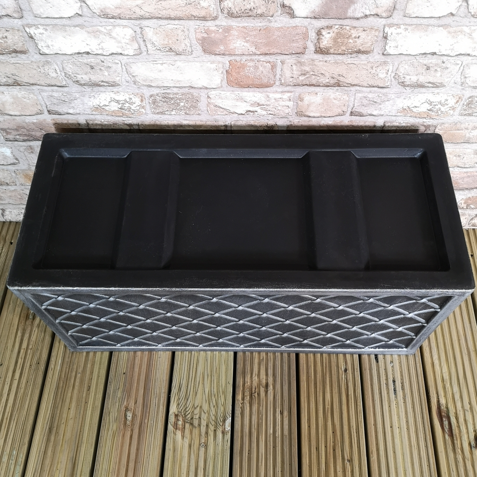 Lazio Trough Grey Pewter Garden Planter 70cm W x 30cm D x 33cm H | eBay