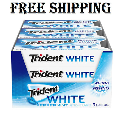 Trident White Peppermint GUM - Pack of 9 - Sugar Free - 16 COUNT | eBay