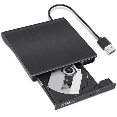 Slim External CD DVD Drive USB 3.0 Disc Player Burner Writer For Laptop ...