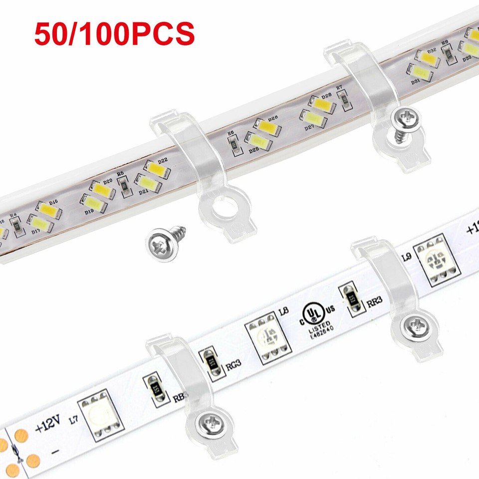 100Pcs/Set Mounting Bracket Clip Fastener For Fixing 5050 RGB LED Strip ...