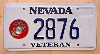 NEVADA USMC MILITARY VET LICENSE PLATE " 2876 " NV VETERAN MARINES ...