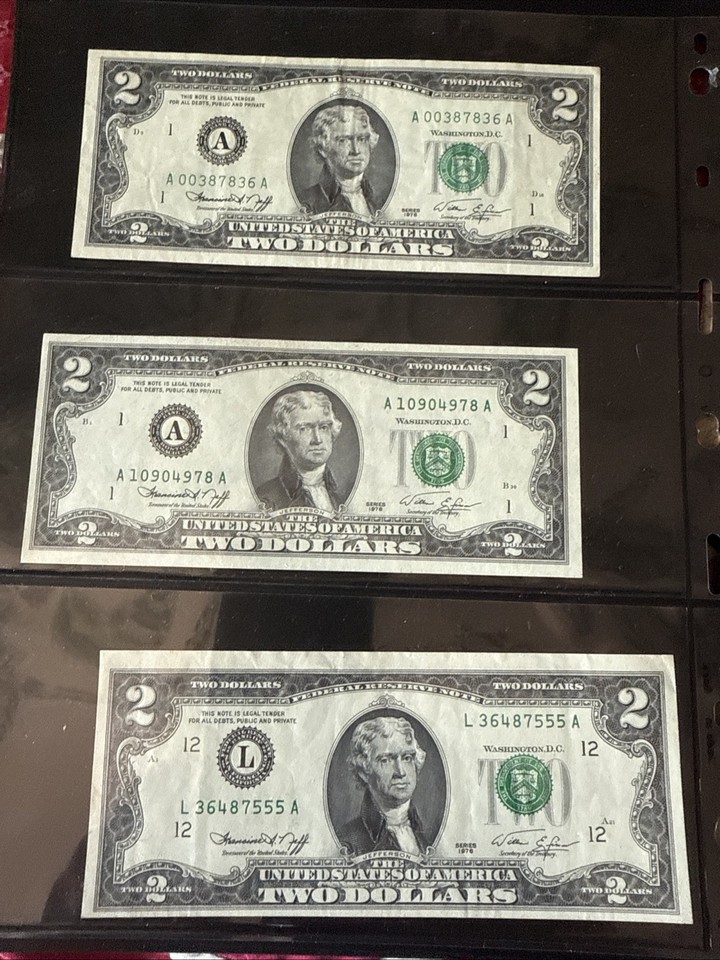 (Eight) TWO DOLLAR STAR BILLS - $2 And 1 One Dollar Bill CIRCULATED ...