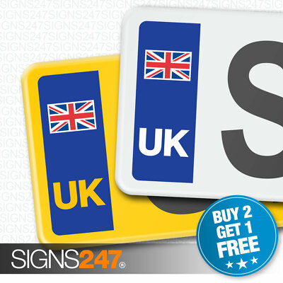 UK CAR NUMBER PLATE STICKER UNION JACK FLAG - Vinyl Car Stickers - PAIR ...