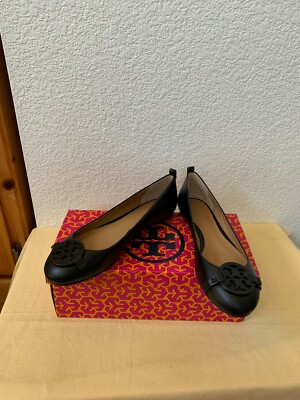 NIB TORY BURCH Black Gabriel Leather Ballet Flat** CHOOSE YOUR SIZE ...