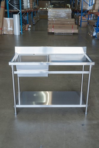 120CM X 60CM Stainless Steel Left Sink & Bench With 120mm Splashback ...