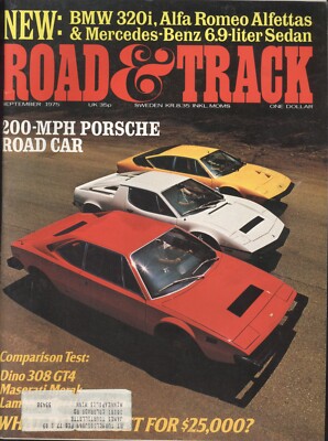 1975 Road & Track Magazine: 200-MPH Porsche/BMW 320i/Alfa Romeo ...