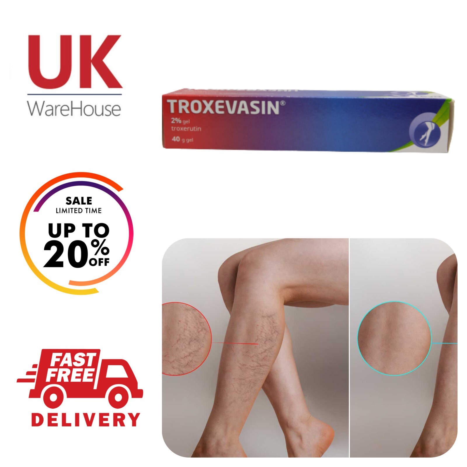 Troxevasin Troxerutin Varicose Veins Removal Gel Spider Veins Thread ...