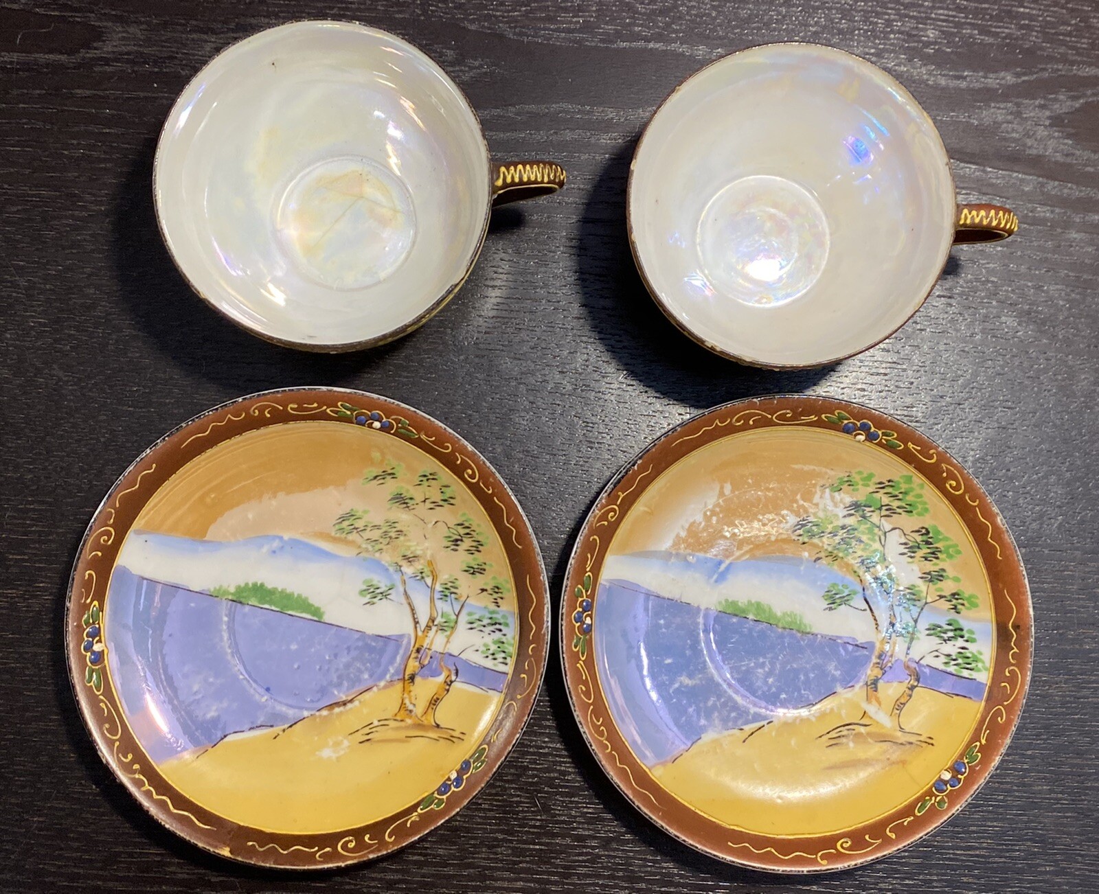 RARE Tashiro Shoten Japan Painted Luster Porcelain Tea Cup & Saucer ...