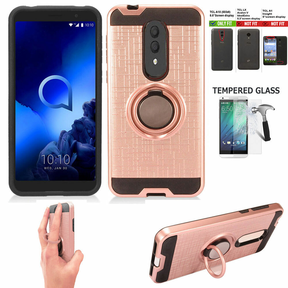 Phone Case For Straight Talk Alcatel TCL A1X Dual-Layered Cover Ring ...