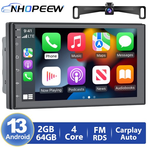 Cam+ 64GB Android 13 Head Unit Apple CarPlay 7" Car Stereo Radio GPS ...