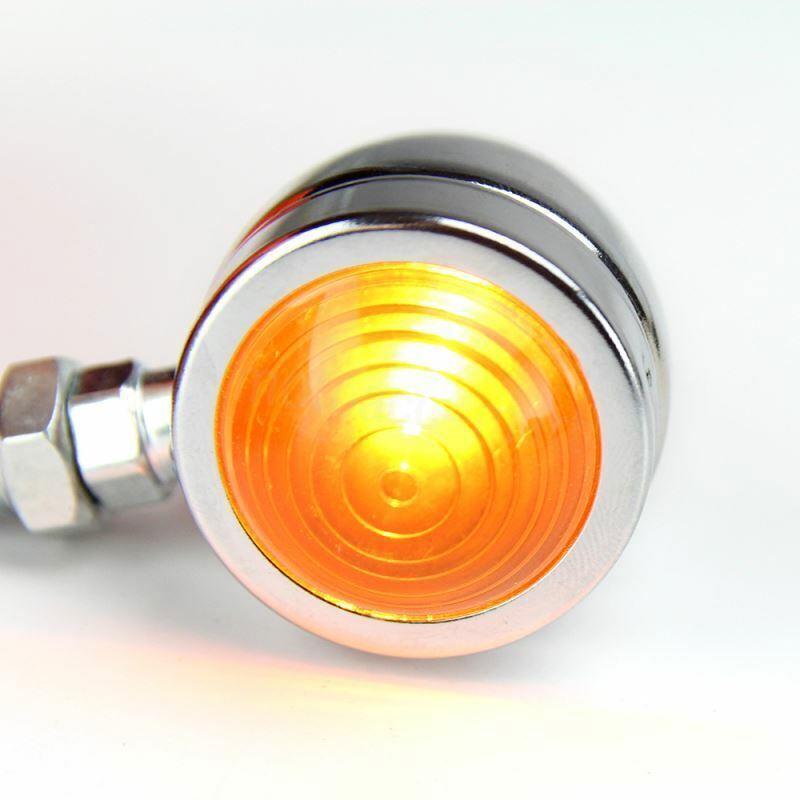 2x Chrome Motorcycle Turn Signals Bullet Blinker Indicator Light Amber ...