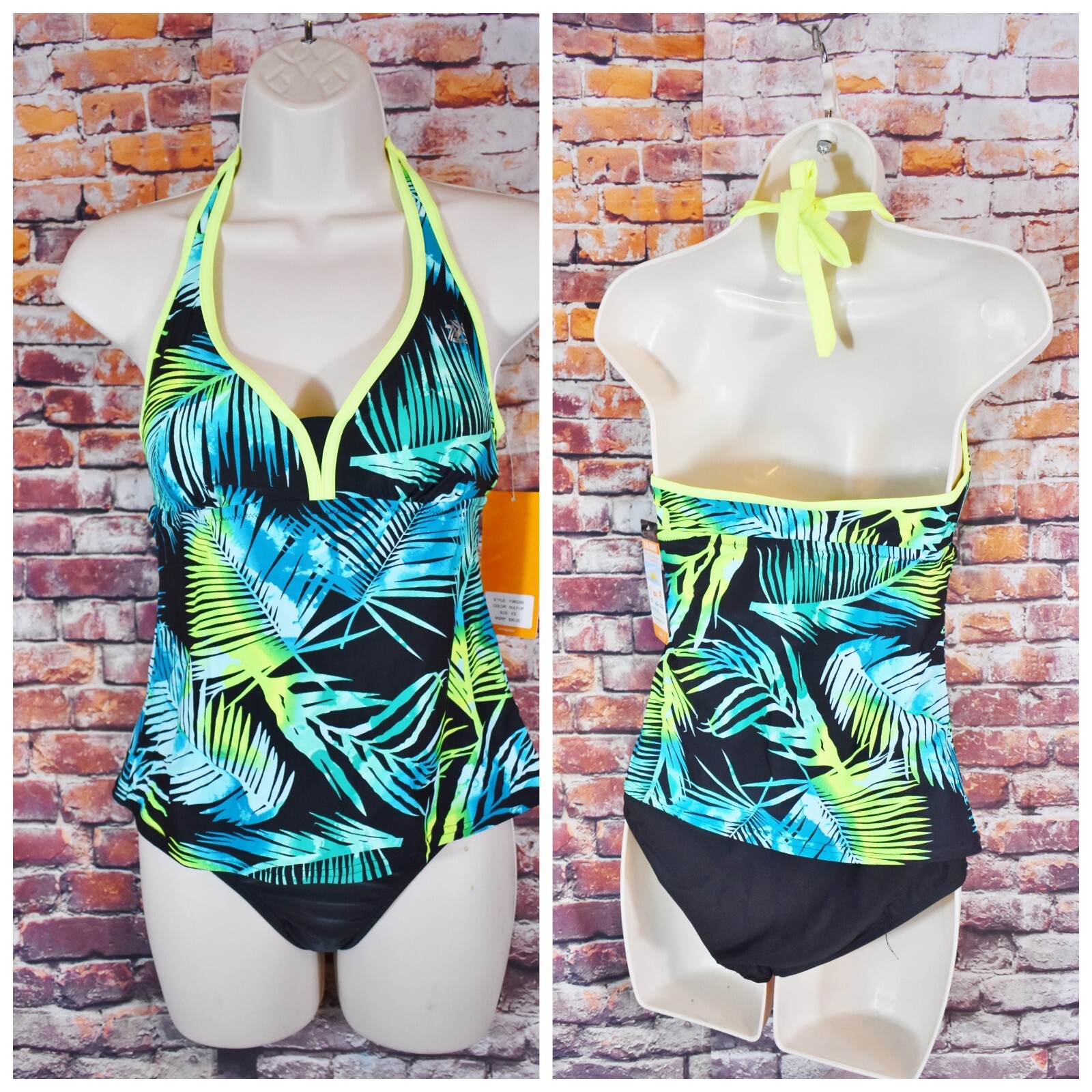 Zeroxposur XS Women's 2 Piece UPF 50+ Tankini Swimsuit Sulfur Padded Bra | eBay