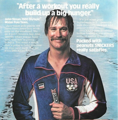 1984 Print Ad 8X11 - Olympics Snickers John Siman Water Polo | eBay