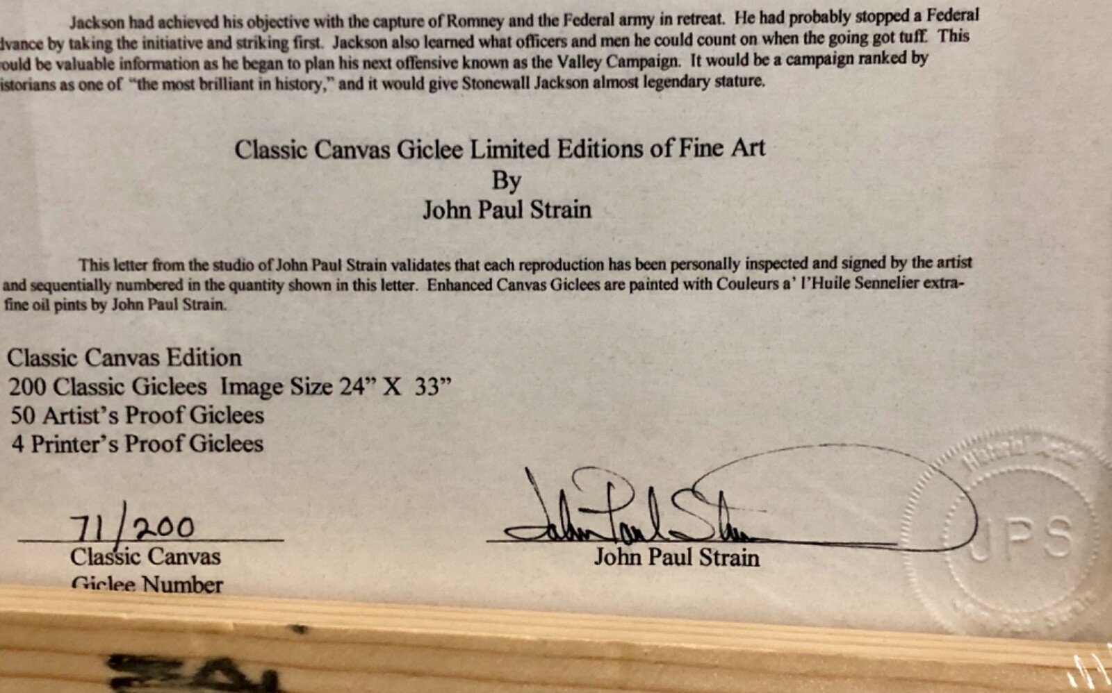 "The Romney Expedition" John Paul Strain Classic Large Giclee Stonewall ...