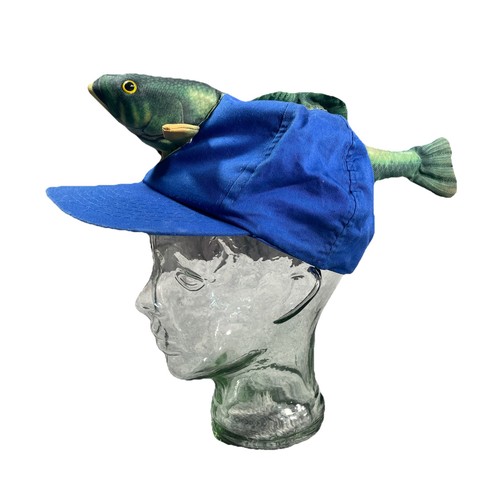 Vintage Rare Fish Head Fishing Blue Cap Hat Snapback 3D Novelty ...