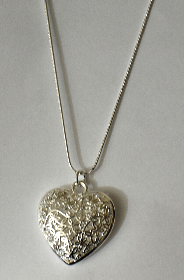 Sterling Silver Puffed Heart Pendant Necklace .521 Oz Silver. Content ...