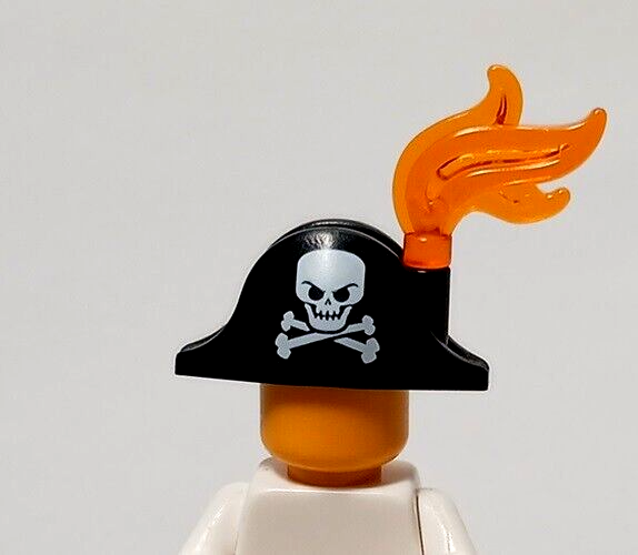 New LEGO Pirate Hat Skull Bones Printed Free Plume Feather Trans Orange ...