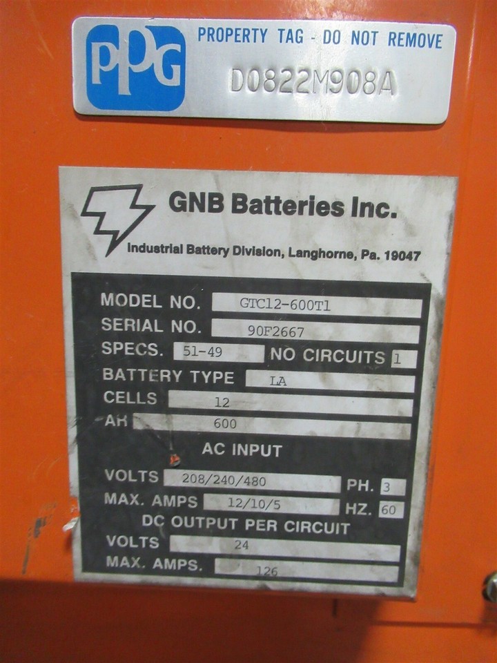 GNB GTC12-600T1 FerroCharger Battery LA Charger 12 Cell Forklift Free ...