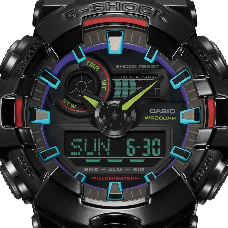 CASIO G-SHOCK GA-700RGB-1AJF Virtual Rainbow Gamer’s RGB Analog Digital ...