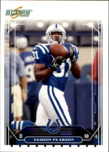 2006 Score Football Card #304 Vashon Pearson Rookie Indianapolis Colts ...