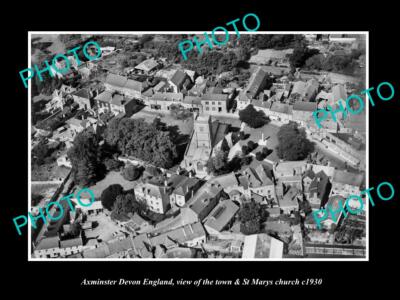 OLD 6 X 4 HISTORIC PHOTO OF AXMINSTER DEVON ENGLAND THE TOWN & CHURCH ...