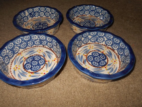 TEMP-TATIONS BY TARA "OLD WORLD BLUE" SET OF 4 Ripple rim 5 3/4" bowls ...