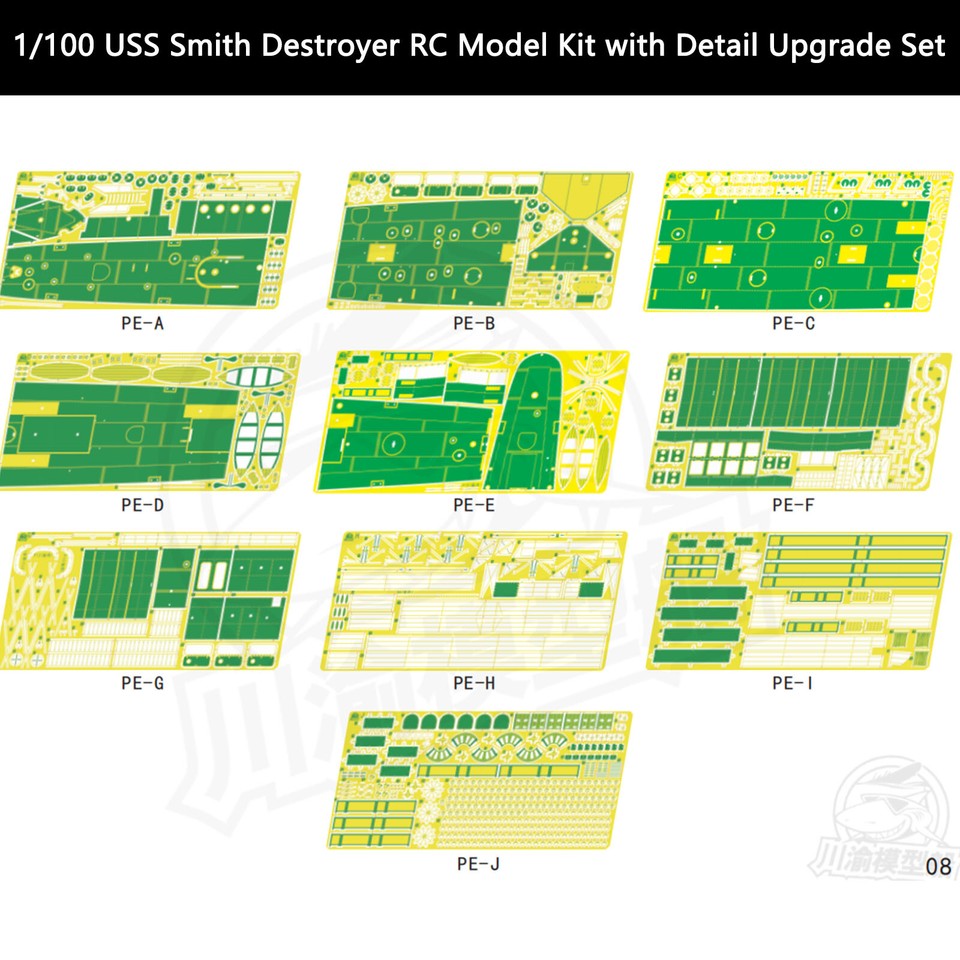 1/100 Scale USS Smith DD-17 Destroyer Assembly Model Kit w/RC Detail-up ...