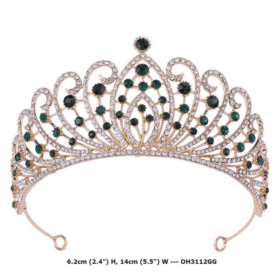 55 Styles Green Crystal Queen Princess Tiara Crown Wedding Princess For ...