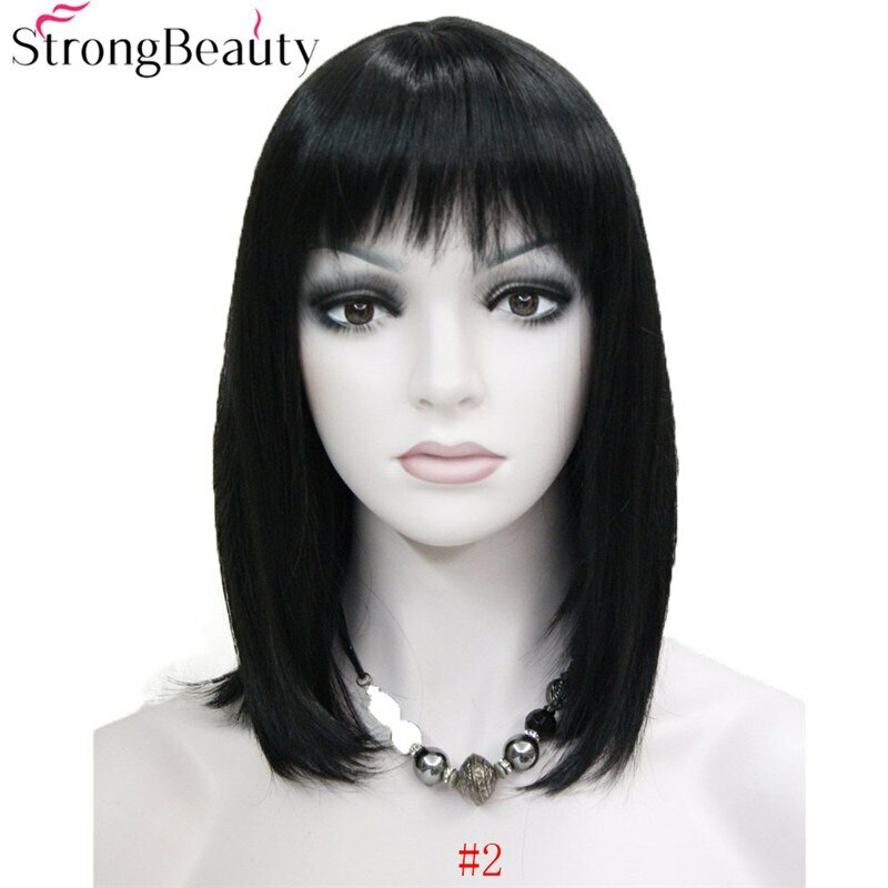 StrongBeauty Synthetic Wigs Medium Straight Hair For Women Heat ...