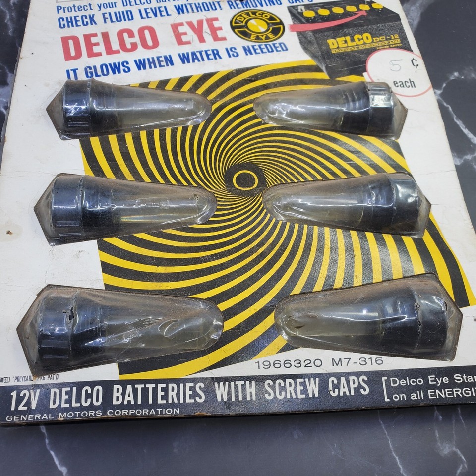 NOS OEM Delco Eye Battery Filler Caps Accessory Chevy Oldsmobile Buick ...