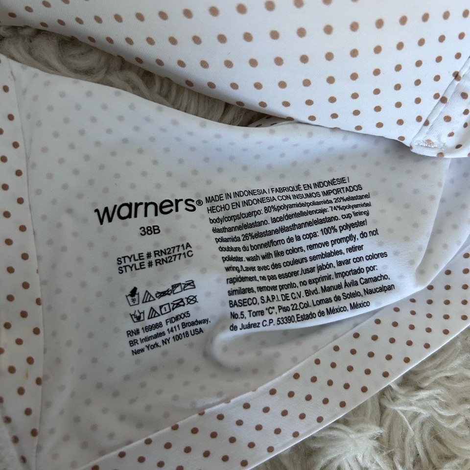 Warner's White and Pink Polka Dot Bra SIZE 38B | eBay