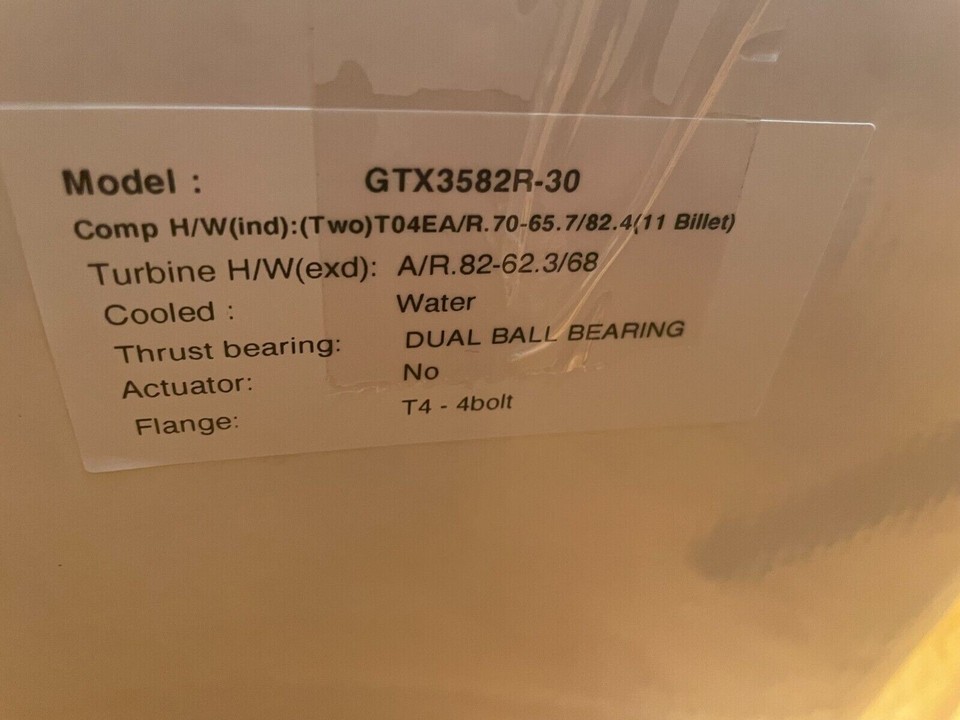 Fit GTX3582R GT35 A/R.70 Cold A/R.82 T4 4 Bolt Dual Ball Bearing Turbo ...