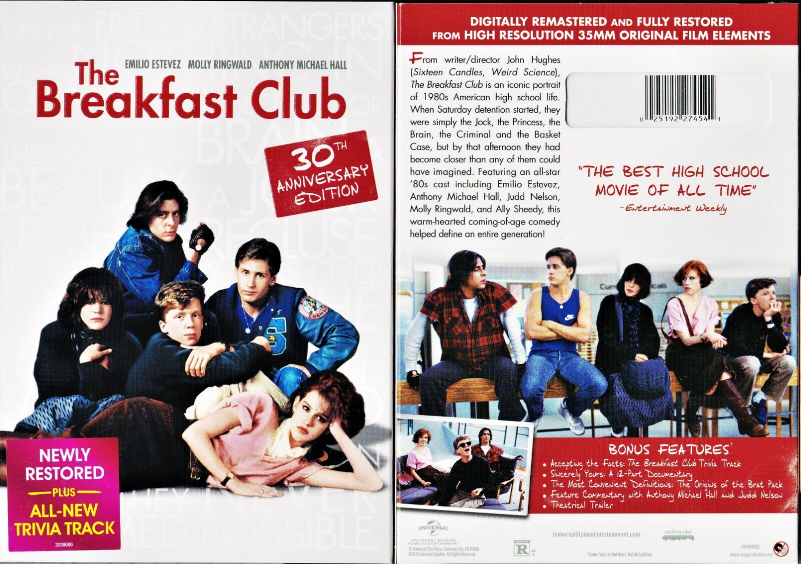 The Breakfast Club (DVD, 2015, 30th Anniversary Edition) Slipcover ...