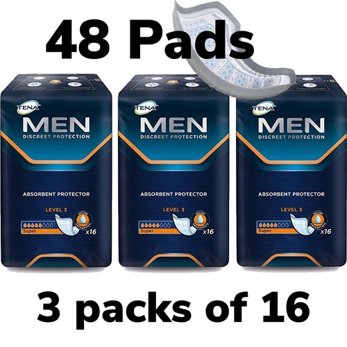 TENA Men Absorbent Protector Level 3 Case Saver 3 Packs of 16 48 Guards ...