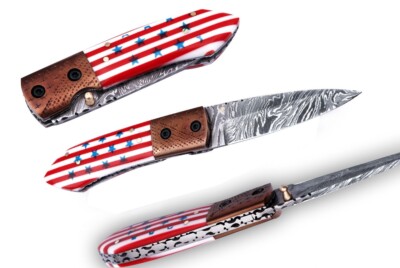 Aisha Tech Hand made pocket knives Damascus Blade wood handle AT-2781 ...