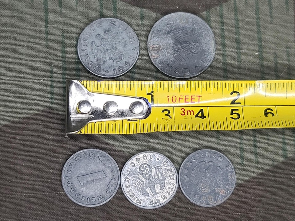 Lot of Five WWII German Reichspfennig Coins (1, 5, and 10 Rpf) Coin ...