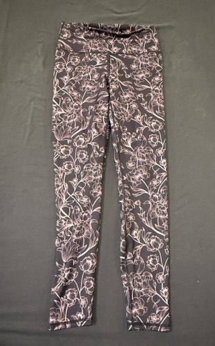 Fabletics Black & Pink Floral Outline Print Full Length Athletic ...