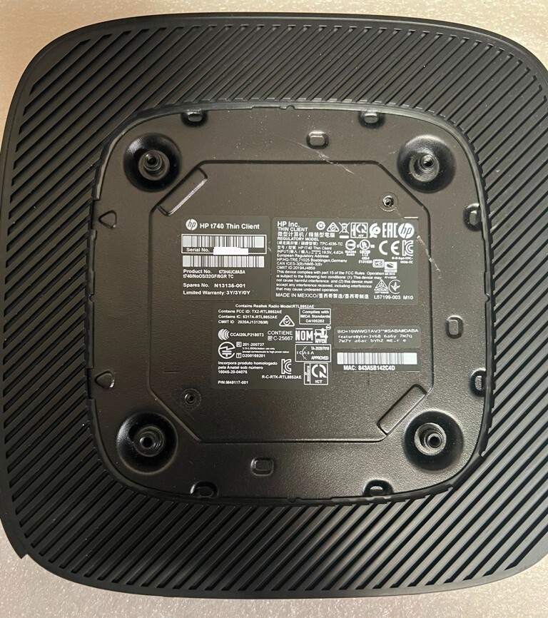 HP T740 Thin Client AMD Ryzen V1756B 3.2GHZ 8GBR No Flash No OS 673H4UC ...