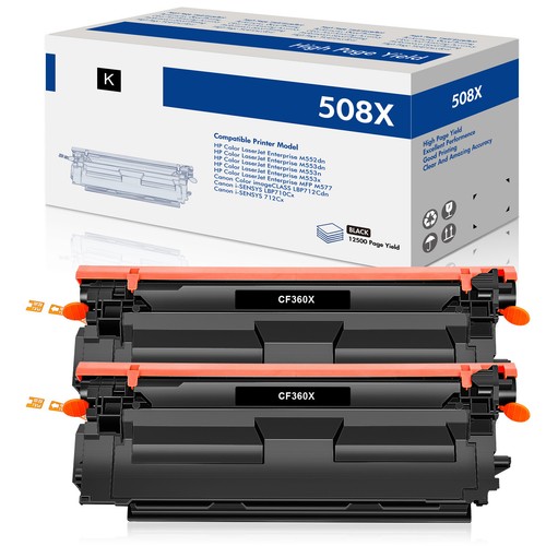 2x Black Toner Fit For HP CF360X 508X Laserjet Enterprise M553n M553dn ...
