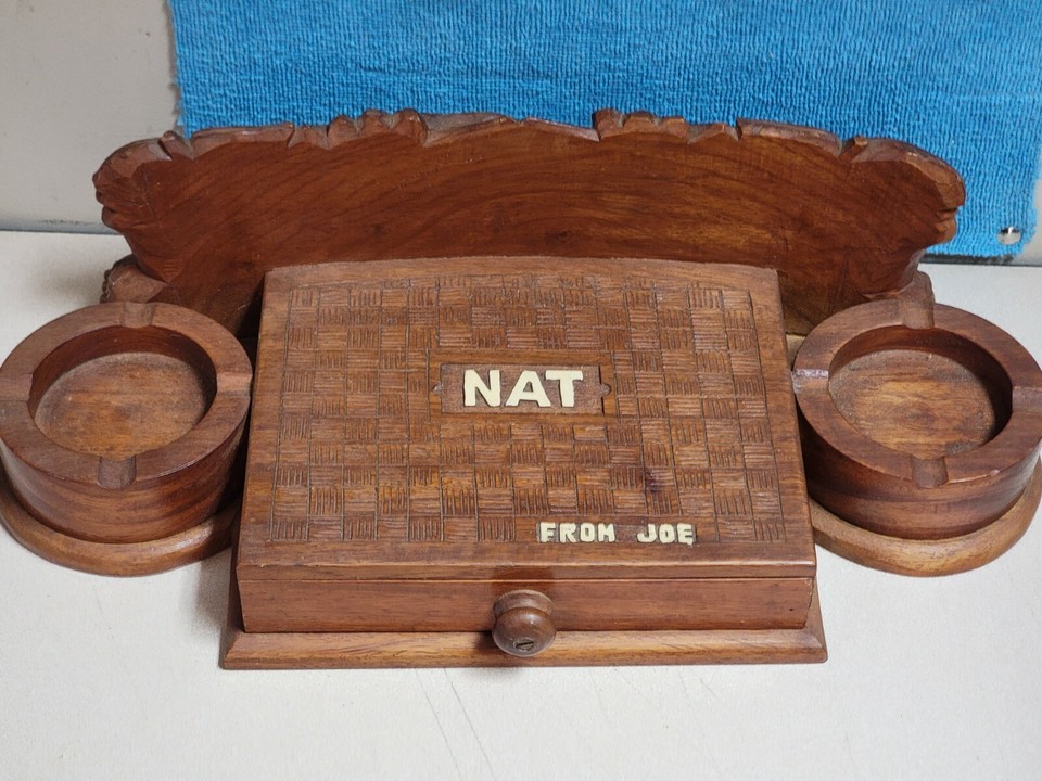 1940's * Hand-carved Cigar & Whiskey Box * Brought home from WWII ...
