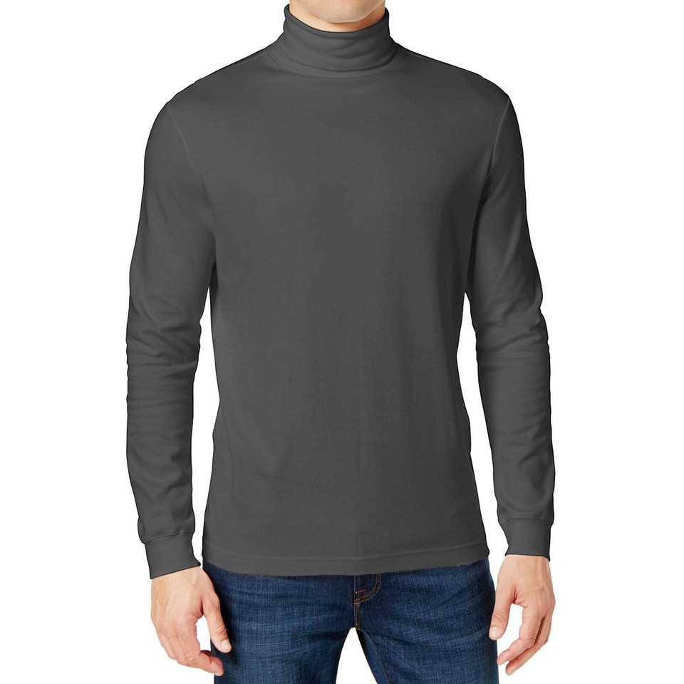 Men's Long Sleeve Turtle Neck T-Shirt Tee Layer Cotton Blend Outerwear ...