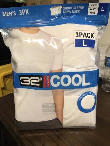 32 Degrees Men's Cool Tee, 3-pack Large White Crew Neck Large 42-44 | eBay