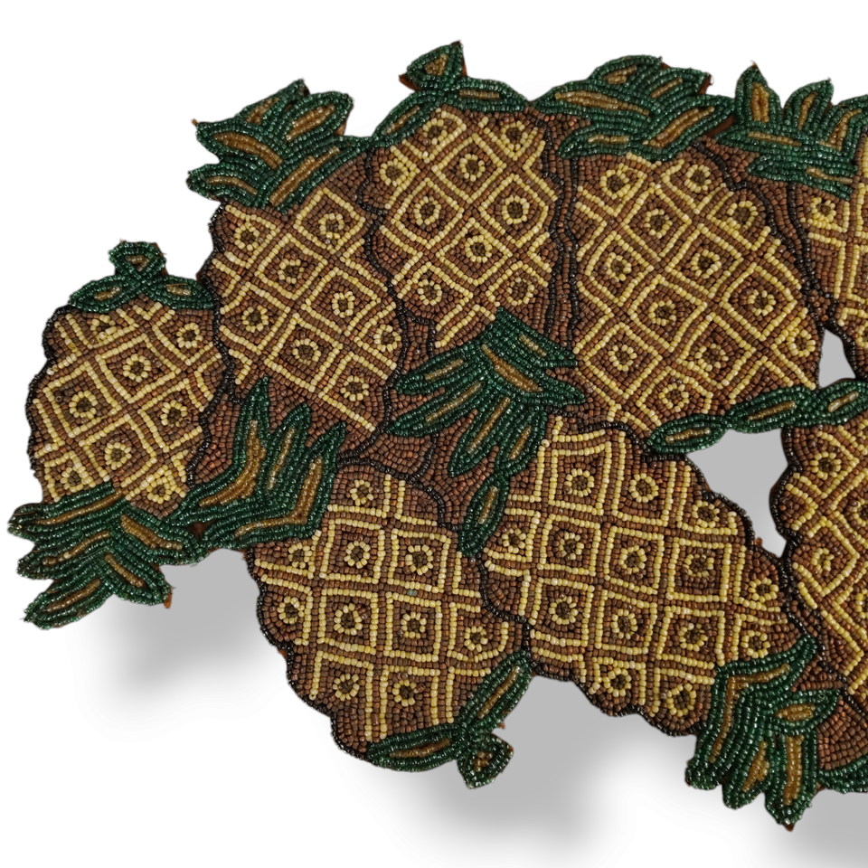 Pier 1 Beaded Table Runner Centerpiece 35x13in Pineapple Fruit Tiki ...