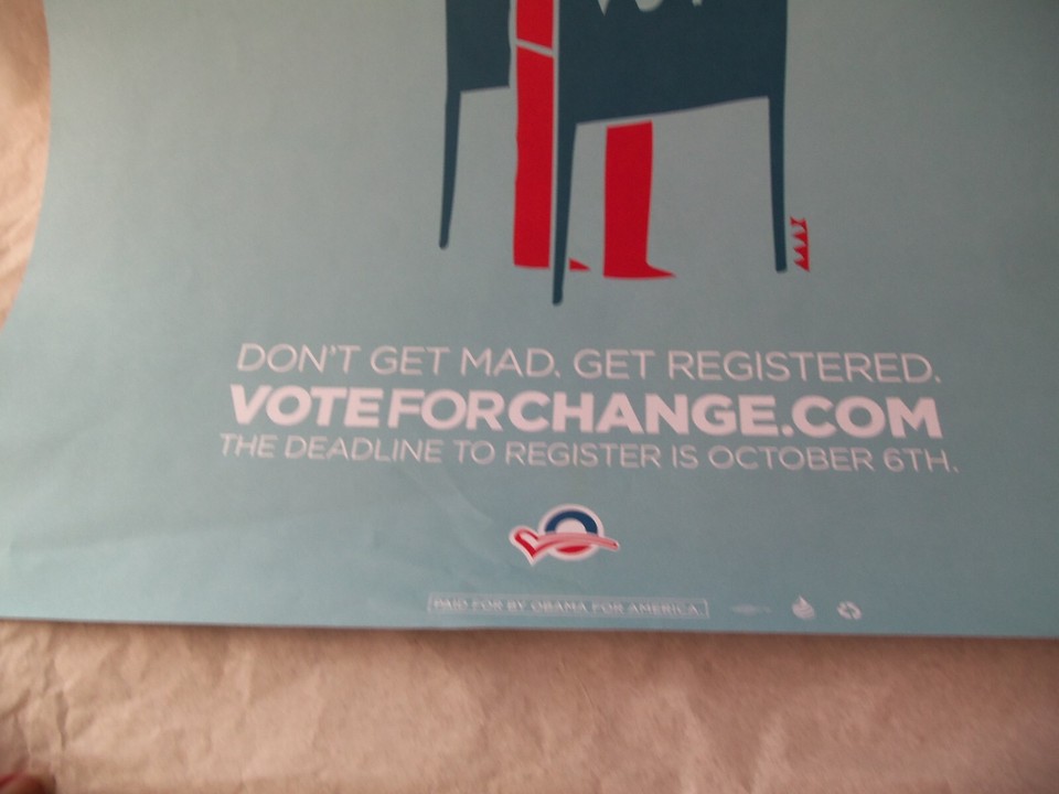 Obama 2008 Political Campaign Poster! I VOTE BECAUSE I REFUSE TO BE A ...