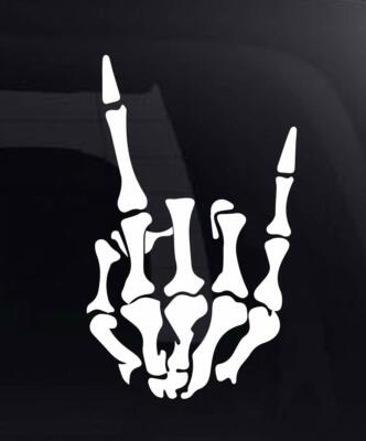 Rock On Metal Horns UP Rock & Roll Skeleton Hand Vinyl Car Decal ...